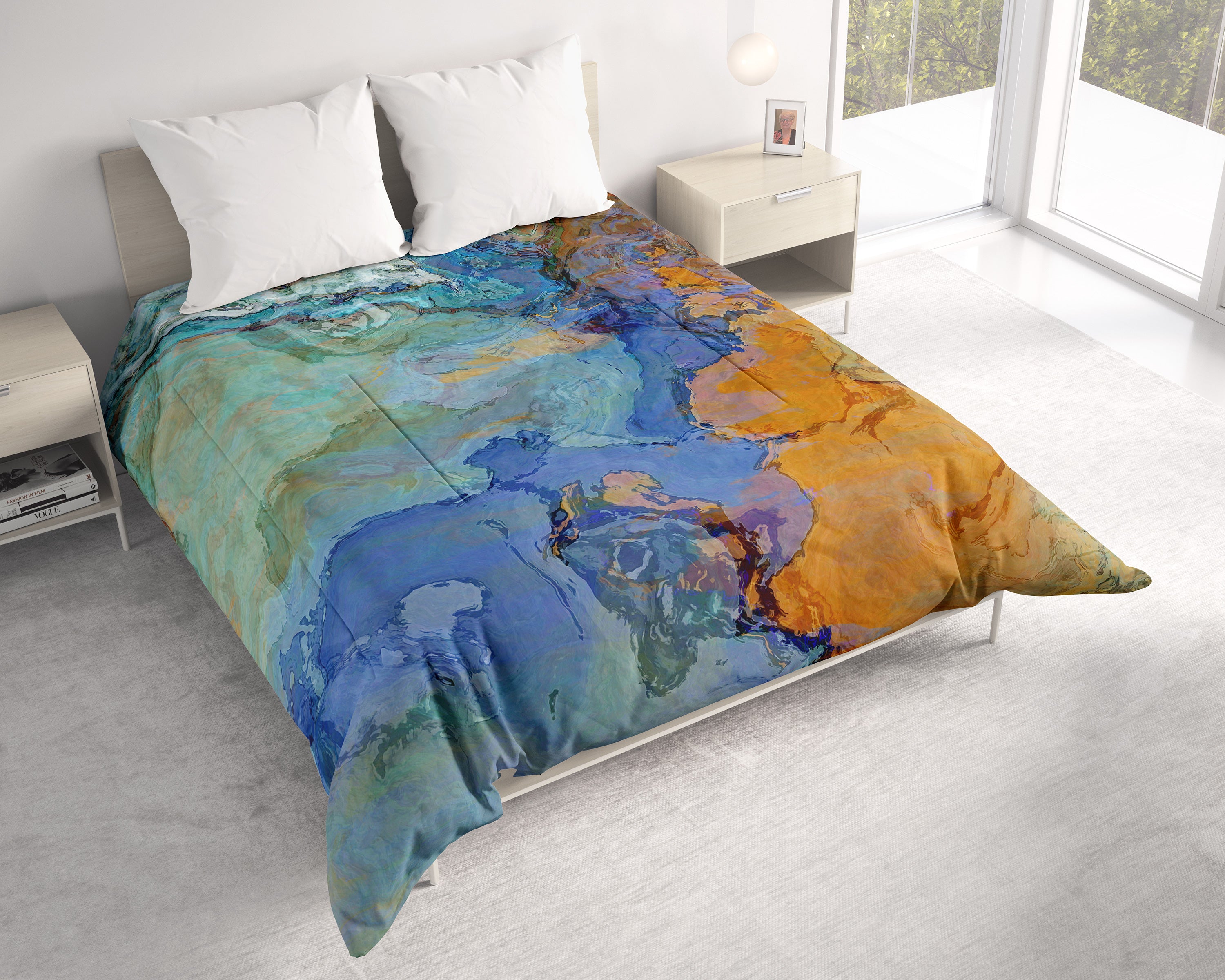 Abstract Art Comforter, All Season Quilt Bedding, Art Bedspread ...