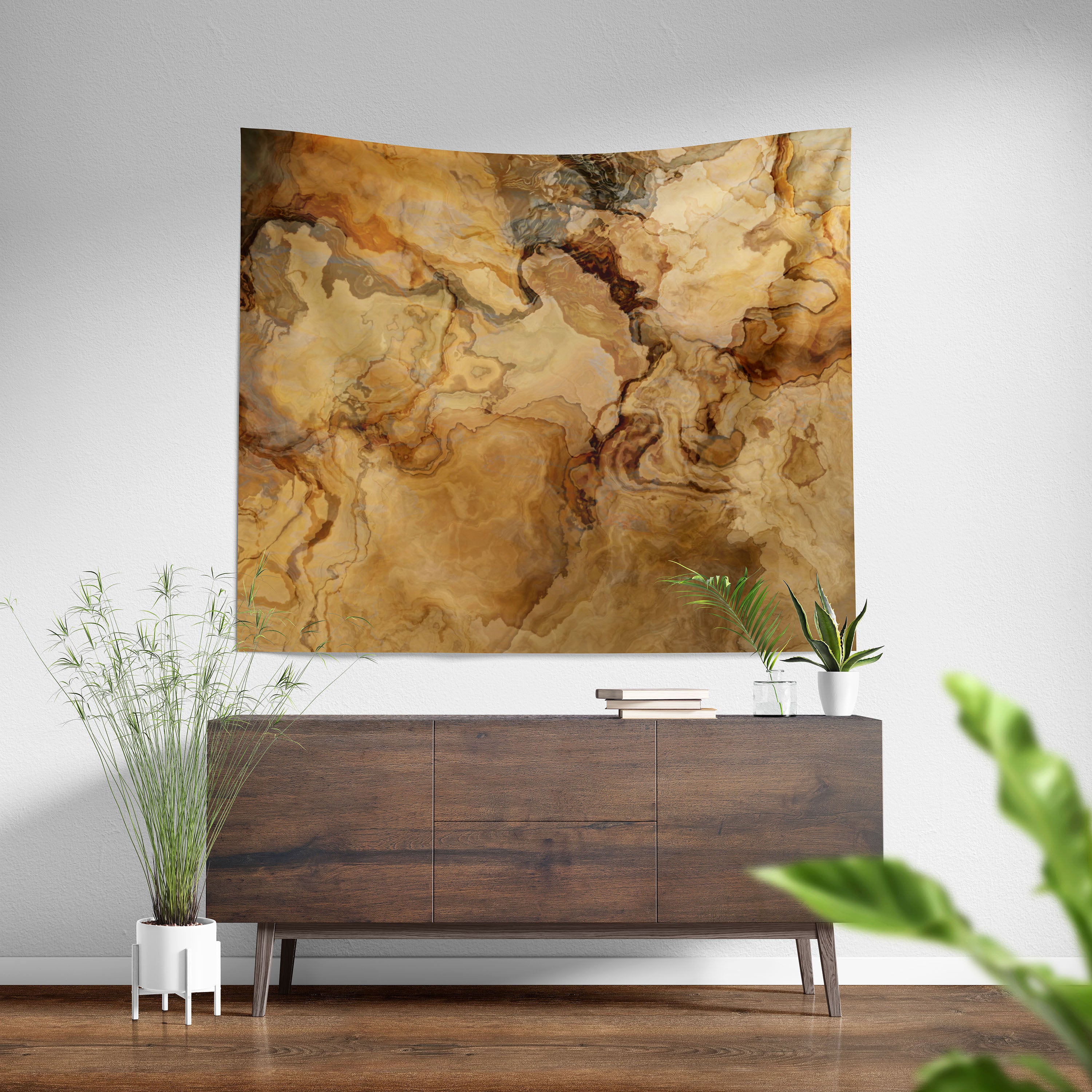 Abstract Art large modern wall hanging in beige, tan and brown ...