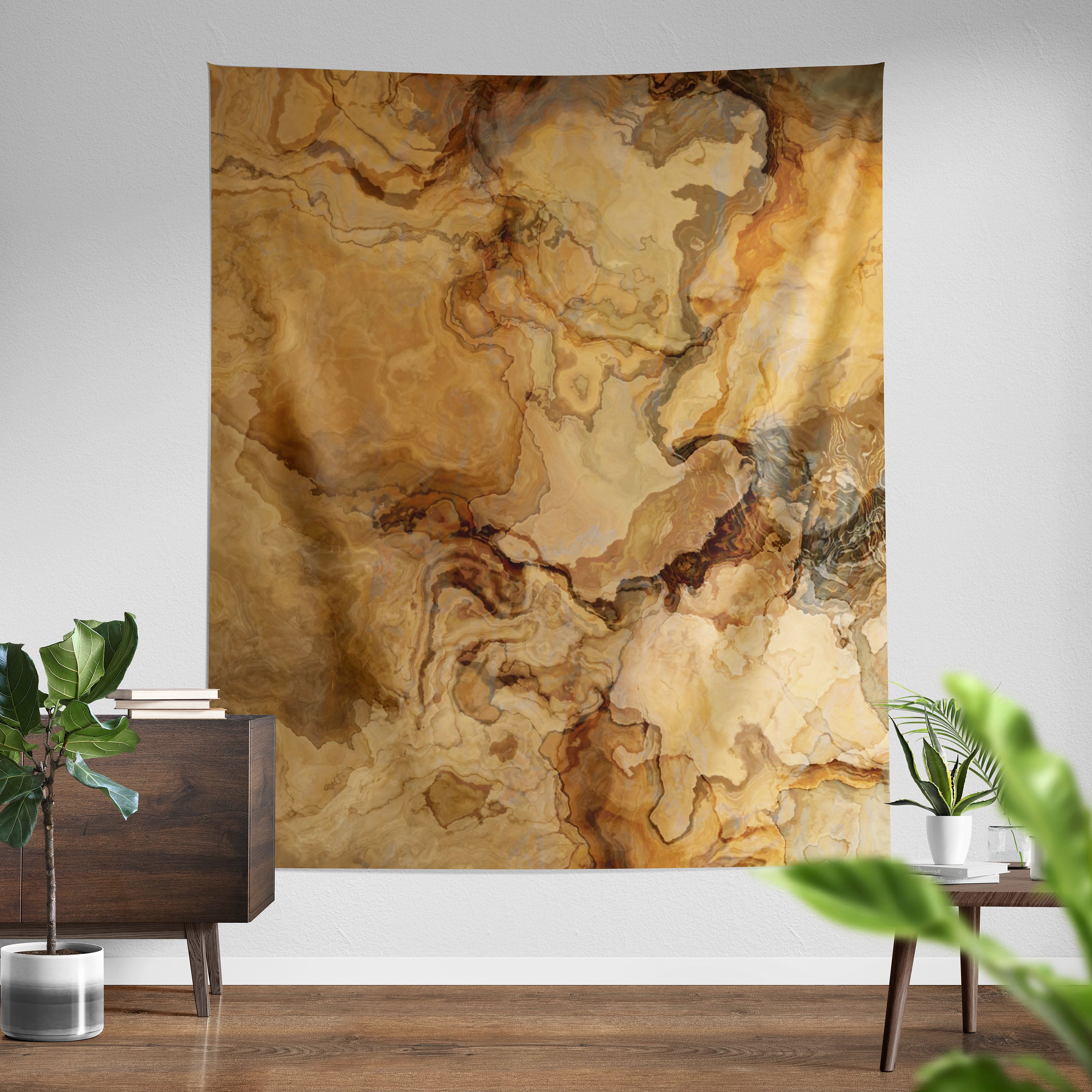 Abstract Art large modern wall hanging in beige, tan and brown ...