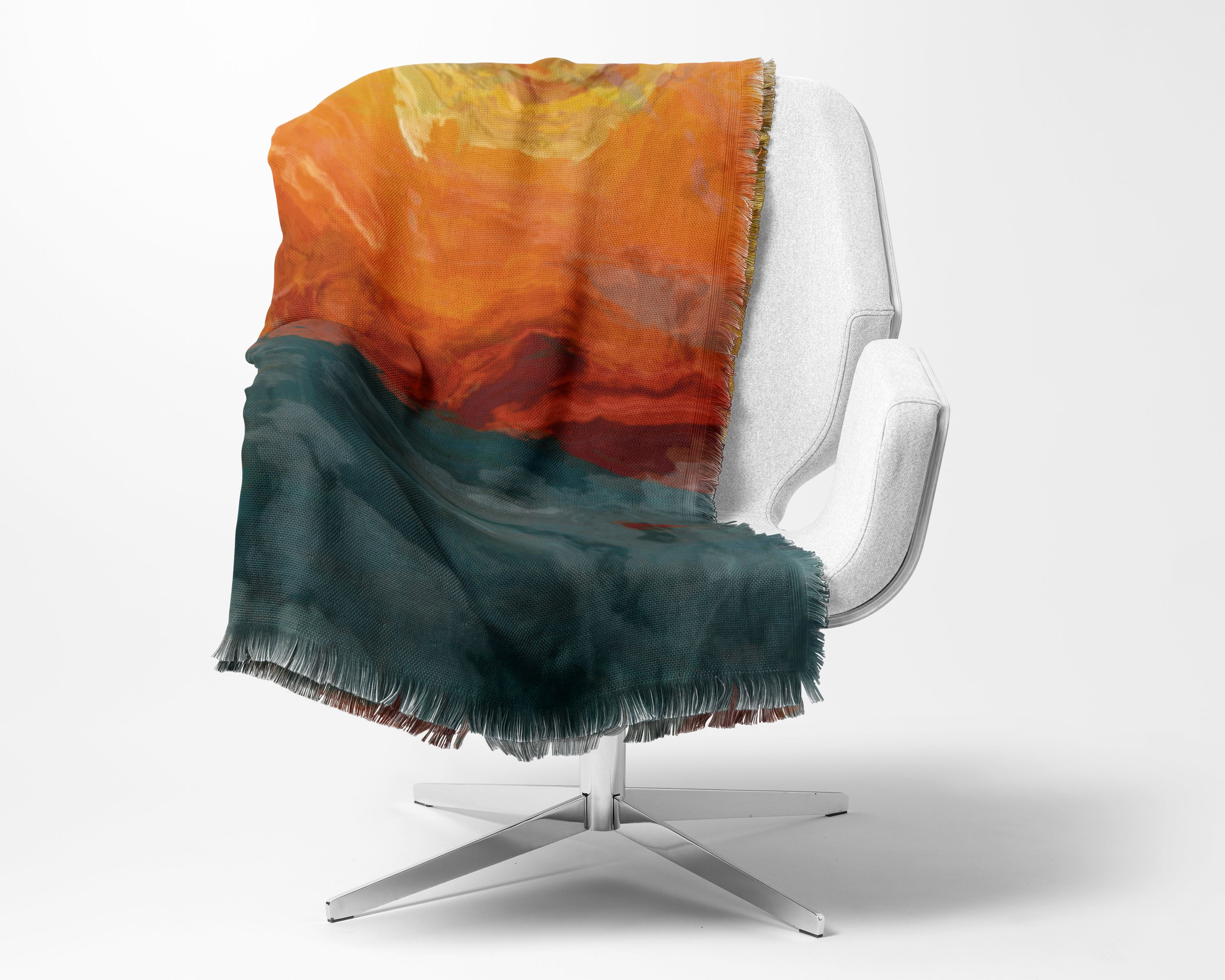 Abstract Art Coverlet, Fringed Woven Blanket, Contemporary Bedspread ...