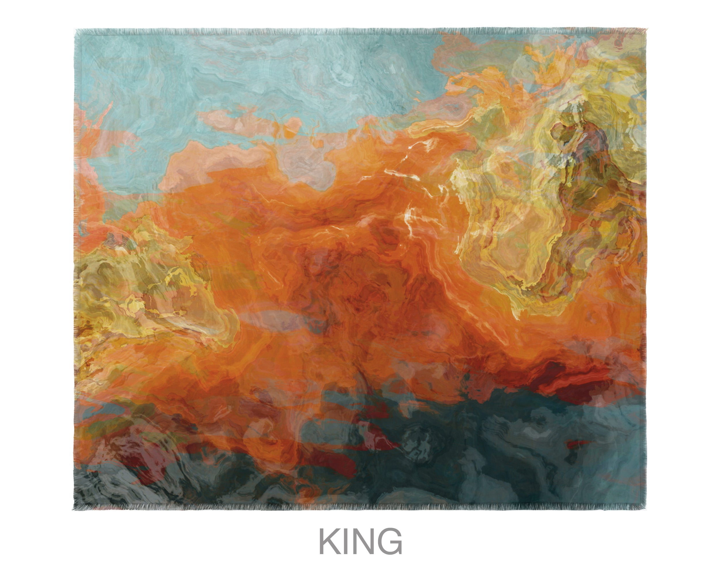 Abstract Art Coverlet, Fringed Woven Blanket, Contemporary Bedspread ...