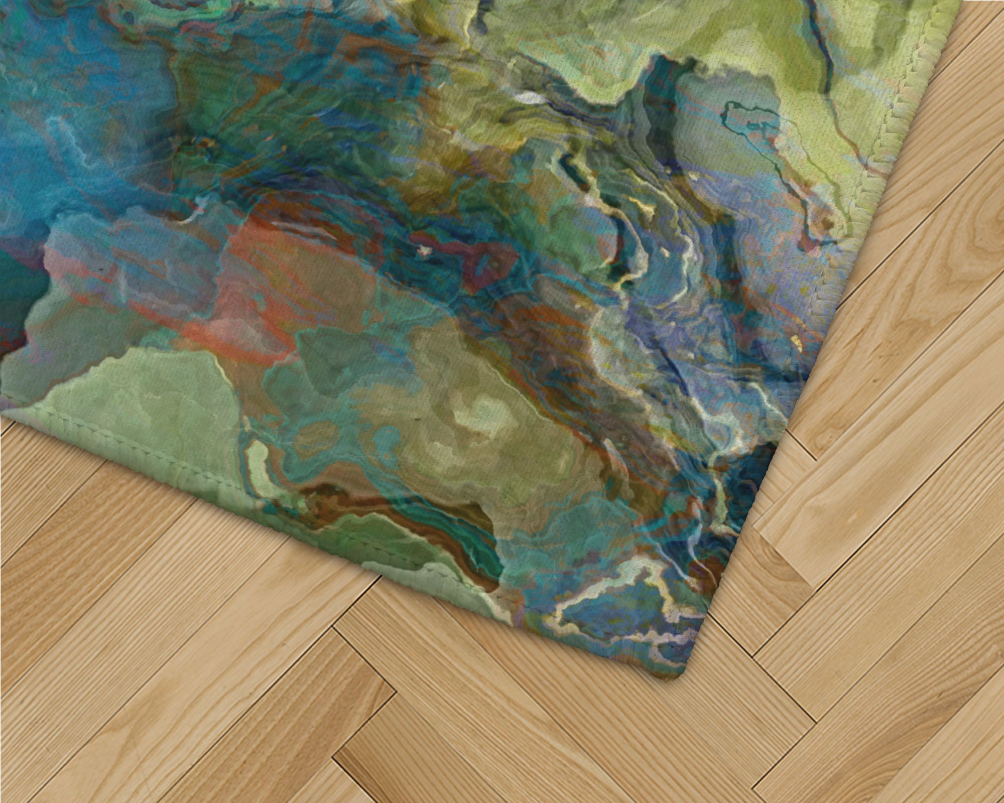 Area Rug with Abstract Art, 2x3 to 5x7, in Blue and Green – Abstract ...